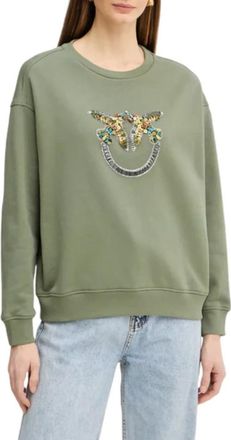 Pinko Pinko, Femme, Sweatshirts et sweats &agrave; capuche, Vert, Taille: 40 FR Nelly SweaT-shirt