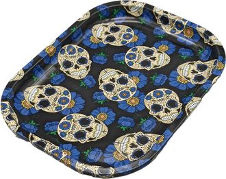 Generico Legierungs-Kraft-Tablett | Kleines Tablett 18 cm x 14 cm x 1,5 cm, 90 g schwer | Mexikanischer Schädel Premium-Druck