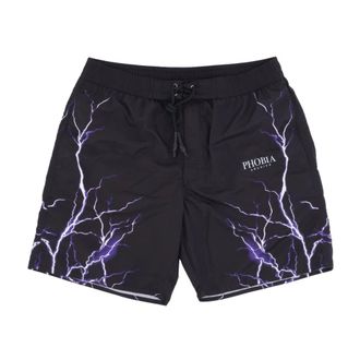 Phobia Archive Homme, Maillots de bain, Noir, Taille: XL All Over Lightning Print Swim Shorts