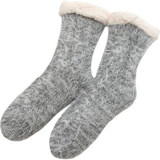 BESPORTBLE POPETPOP Chaussettes-Pantoufles Thermiques pour Femmes Chaussettes &Eacute;paisses et Antid&eacute;rapantes en Polyester Noir Chaussettes DInt&eacute;rieur Chaudes et Doui