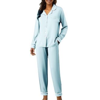 Generic Ensembles De Pyjama Femme Manches Longues Col en V Boutonn&eacute; Grande Taille Imprim&eacute; &agrave; Pois Coton Pyjama Pantalon Automne Et Hiver Respirant Doux V&ecirc;Temen