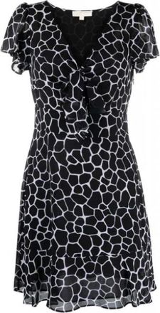 Michael Kors Femme, Robes, Noir, Taille: 40 FR Robe Mini D&eacute;coup&eacute;e en Georgette &agrave; Imprim&eacute; Animal