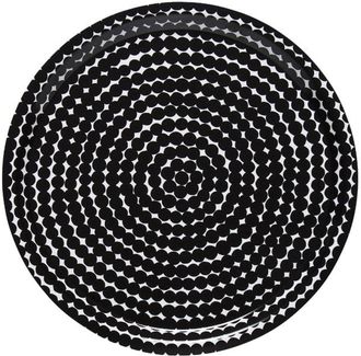 Marimekko Tablett - Räsymatto - Weiß-Schwarz - D 31 cm