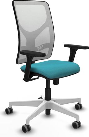 Piqueras y Crespo B&uuml;rostuhl aus Stoff mit 3D-Armen, h&ouml;henverstellbare Lendenwirbelst&uuml;tze, ausgestattet mit 3 Positionen und Schneideschaum, Wei&szlig;/T&uuml;rkis