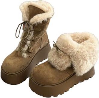 Generic JJDFW Bottes dhiver &agrave; semelle &eacute;paisse pour femme en fourrure concise Augmentation de la hauteur Chaussures dext&eacute;rieur pour femme Garde au chaud Coton 