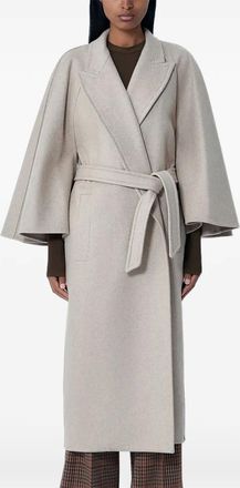 Max Mara peak-lapels self-tie coat - Nude
