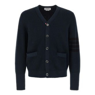 Thom Browne Garment Dyed 4-Bar Cardigan - - Knitwear - Herren - Blau - XL