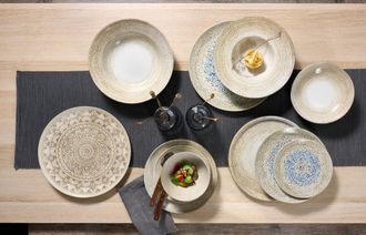 Ritzenhoff & Breker Rimini Pizzateller, 30 cm, Runder Servierteller mit leichtem Relief, Geschirr mit mediterranem Flair, Sp&uuml;lmaschinenfest, Steinzeug, Sand