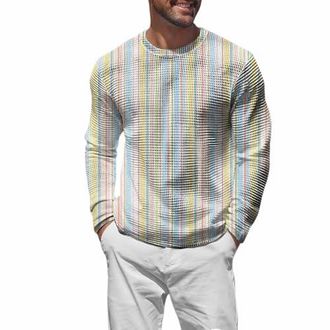 Generic Hauts d&eacute;t&eacute; pour hommes, chemises &agrave; manches longues, pull en maille respirante, multicolore, t-shirts gaufr&eacute;s assortis, T-shirts de plage tendance, T-s