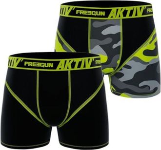 Freegun Boxer Homme Sport, Caleçon Homme AKTIV, Anti-Transpirant et Ajustement Parfait (Lot de 2), Jaune Taille M