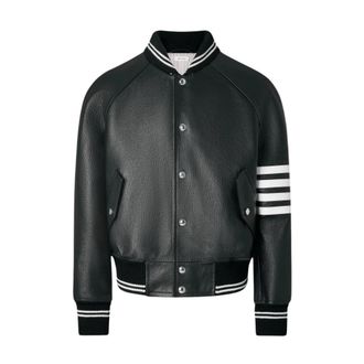 Thom Browne Kalbsleder 4 Bar Bomberjacke - - Jackets - Herren - Schwarzk - L