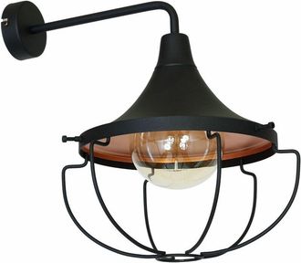 Licht-Erlebnisse Wandlampe E27 Schwarz Kupfer Industrie Design Wandleuchte