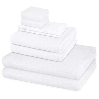 ROSS Premium Frottier Set - 2er Wasch-, 2er G&auml;ste-, 2er Duscht&uuml;cher, 2er Handt&uuml;cher - 100% Baumwolle Walkfrottee 500 g/m&sup2;, Flauschig, Saugstark & Langlebig