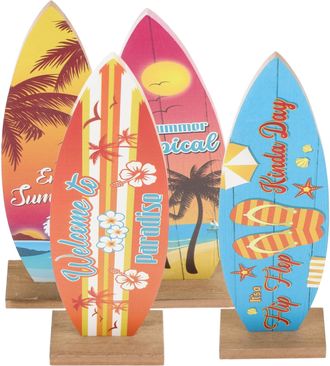 BESPORTBLE Hemobllo 4 St&uuml;ck Holz Surfbrett Miniatur Dekoration Mediterraner Stil Kompakt f&uuml;r Tisch und Wohnraum Glatte Oberfl&auml;che K&uuml;stenflair f&uuml;r Zuhause und Kin