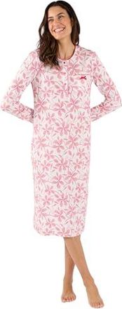 Damart Chemise De Nuit Maille C&ocirc;tel&eacute;e Int&eacute;rieur L&eacute;g&egrave;rement Gratt&eacute; Femme Rose Imprim&eacute; Taille 50-52 (XL)