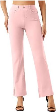 Generic Pantalon habill&eacute; pour femme - Pantalon de travail d&eacute;contract&eacute; - Bouton extensible et l&eacute;ger - Avec poches, rose, XXL