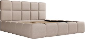 Pascal Morabito Bett mit Bettkasten - 160 x 200 cm - Melierter Stoff - Beige - DAMADO