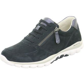 Gabor Rollingsoft Sneaker, Nubuk/Luxor Met., Nightblue, Schnür./Reißvers., Wechselfußb. 06.968.46 Gr. 42 1/2
