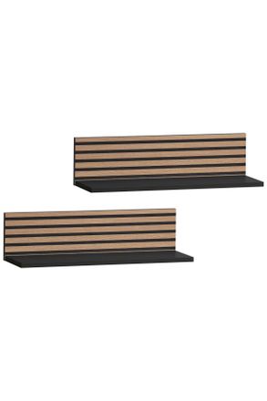 MID.YOU Mid.you Wandregal, Schwarz, Eiche, Holzwerkstoff, 60x15.7x17.3 cm, Beim&ouml;bel erh&auml;ltlich, h&auml;ngend, in verschiedenen Holzdekoren erh&auml;ltlich, K&uuml;chen, K&uuml;ch