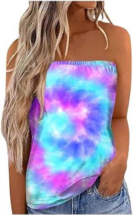 Generic Camisole Femme 2024 Femmes Bustier Bandeau Tops Tunique Rembourré Haut Scoop Neck Basiques Moulantes Y2K Gilet Tendance Doux et Confortable Base Blous