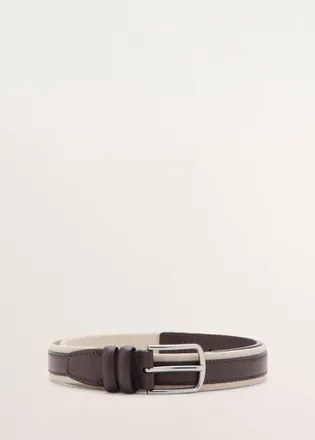 Mango Ceinture &agrave; empi&egrave;cements cuir marron - Homme - 100 - MANGO MAN