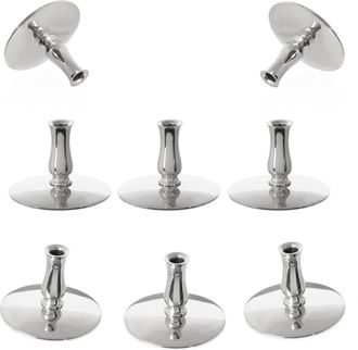 NKlaus 8X Kerzenhalter Messing vernickelt Kerzenst&auml;nder D&uuml;nne Altarkerzen Bis &Oslash;6,7mm Hochzeit 6733