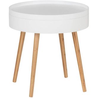 WENKO Kaffeetisch finja aus Bambus, rund, wei&szlig; Wenko