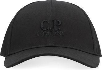 C.P. Company C.p. Company, Homme, Accessoires, Noir, Taille: ONE Size Casquette de Baseball avec Logo en Gabardine de Coton