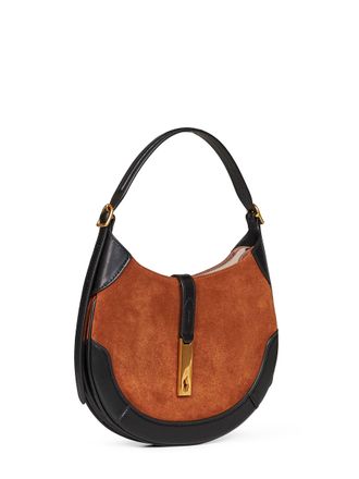 Polo Ralph Lauren Womens Shoulder Hobo Bag Toffee-Black Brown Calf Leather
