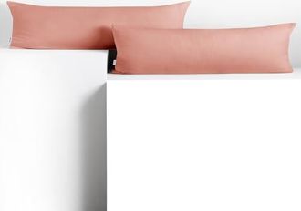 Decoking 2 Kissenbezüge 20x145 cm Jersey 100% gekämmte Baumwolle Reißverschluss Lachs Amber