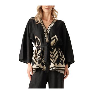 Greek Archaic Kori Damen, Blusen & Hemden, Schwarzk, SGr&ouml;&szlig;e