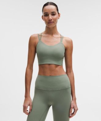 lululemon Like a Cloud Longline-BH Leichter Halt B/C Cups f&uuml;r Frauen - Gr&ouml;&szlig;e 10 in Willow Leaf