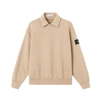 Stone Island SweaT-shirt &agrave; col polo - Homme - Sweatshirts et sweats &agrave; capuche - Beige - Taille: M