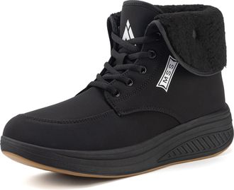 Mishansha Damen Winterschuhe Gef&uuml;ttert Wasserdicht Keilabsatz Schuhe Damen Winter Warme Schneestiefel Schwarz 42