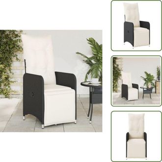 vidaXL Gartensessel Verstellbar mit Kissen Schwarz Poly Rattan - Gartenstuhl - Relaxsessel - Loungesessel - Outdoor M&ouml;bel - Rattan Sessel