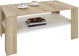 IDIMEX Table basse lorient, en m&eacute;lamin&eacute; d&eacute;cor ch&ecirc;ne sonoma et blanc mat