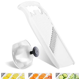 Börner Coupe-légumes Onde-Gaufre Börner PowerLine + Porte-Fruit (2 pièces) - Coupe-légumes Ondulé - Coupe Vague & Gaufrette - Set pour Frites & Gaufrettes de