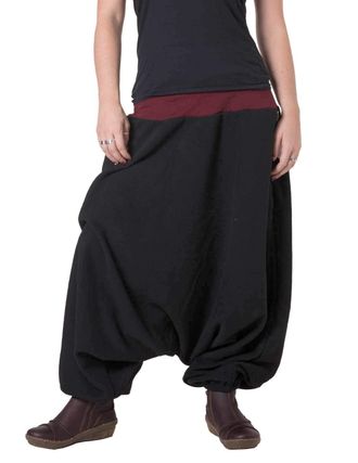 vishes Alternative Bekleidung - Haremshose aus Fleece Einheitsgr&ouml;&szlig;e/Lange Gr&ouml;&szlig;e schwarzrot 44-50