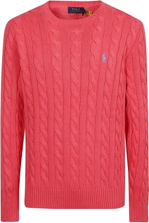Ralph Lauren Homme, Pulls, Rouge, Taille: M Cotton Cable Crew Neck Pullover