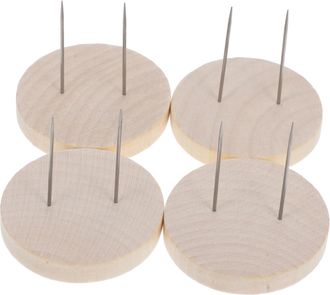 Holibanna 4 Sätze Holzpuppenständer mit Doppelter Nadel für Gehäkelte Filzpuppe Stabiles Display für DIY Wollfilz Puppen Robustes Sockel zur Präsentation Handge