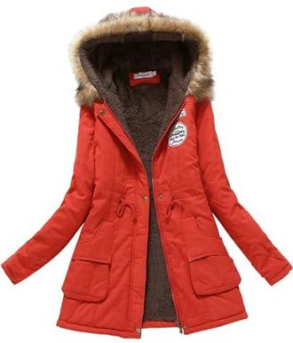 Generic Vestes chaudes et &eacute;paisses pour femmes, manteau dhiver en polaire doubl&eacute; &agrave; la mode, manteau &agrave; capuche, v&ecirc;tements dext&eacute;rieur 2026, Rouge, XXL