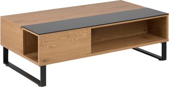 AC Design Furniture Nikolaj Höhenverstellbarer Couchtisch mit Liftfunktion und Stauraum, Wildeiche Optik/Schwarz, Wöhnzimmermöbel, B: 110 x H: 35 x T: 60 cm