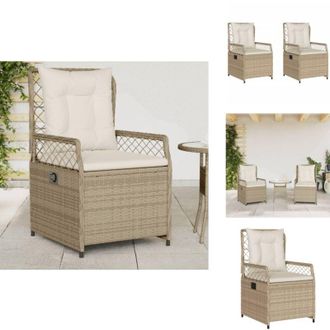 vidaXL Gartensessel 2 Stk. Verstellbar Beige Poly Rattan - Gartensessel Verstellbar - Gartenstuhl Verstellbar - Garten Liegestuhl - Gartensessel