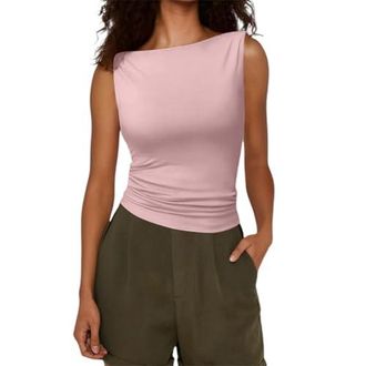 Generic D&eacute;bardeur Femme Coton Tank Top D&eacute;bardeur Classique pour Femmes avec col Rond en Couleur Unie Parfait &agrave; associer avec Jeans ou Jupes