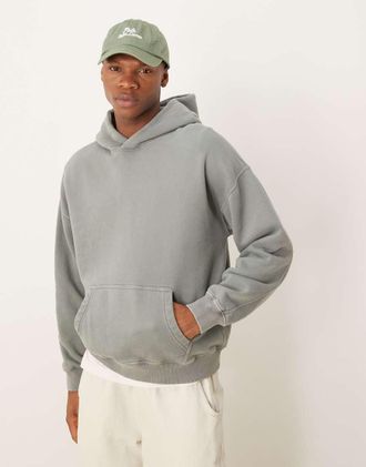 Abercrombie & Fitch Essentials - Kapuzenpullover in verwaschenem Grau