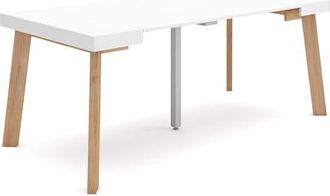 Skraut Home | Ausziehbarertisch | Multifunktionaler ausziehbarer | 180 | F&uuml;r 8 G&auml;ste | H&ouml;lzerne Beine | Moderner Stil | Wei&szlig;
