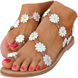 Generic Sandales 2026 avec strass pour femme, sandales de plage &agrave; lani&egrave;res scintillantes et &agrave; pince, chaussures de mariage pour mari&eacute;e, chaussures plates conf