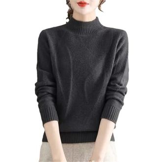 Generic Blouses dhiver tricotées thermiques à manches longues pour femme, Gris foncé., 3XL