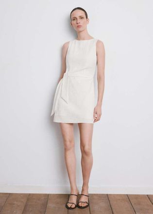 Mango Kurzes Kleid mit Schleife ecru - Damen - XXS - MANGO