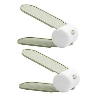 OSALADI 2 St&uuml;ck Schuhregal Doppelst&ouml;ckig aus Robustem PP Verstellbar rutschfest Platzsparendes Schuhaufbewahrungsregal f&uuml;r Verschiedene Schuharten Wei&szlig; Gr&uuml;n